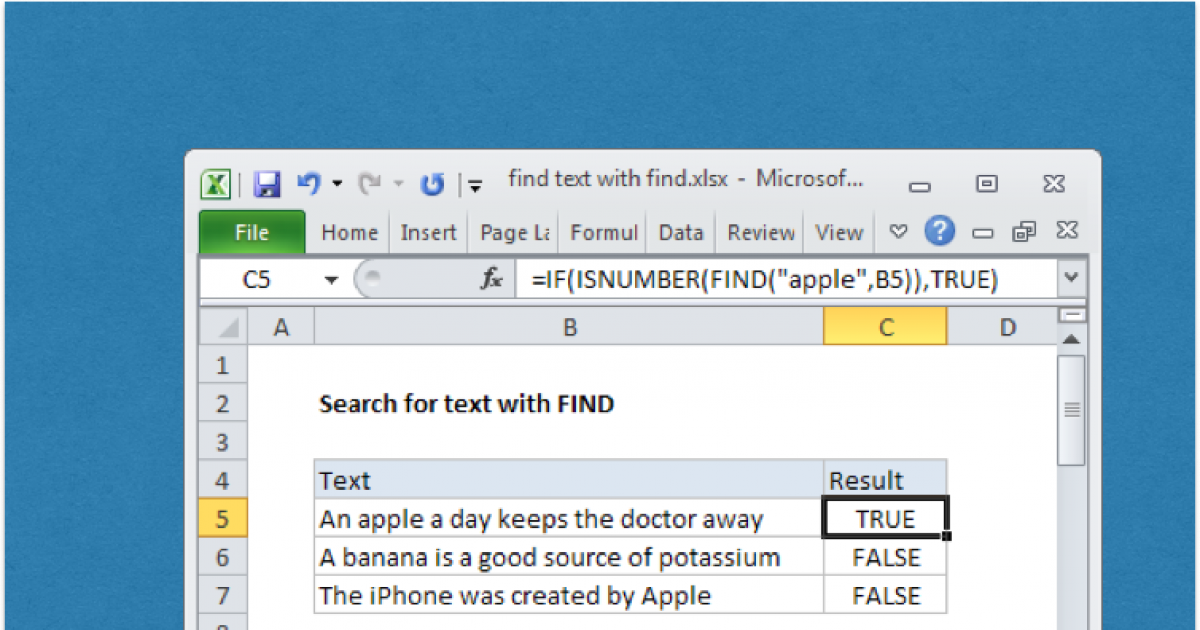 How To Find Text With A Formula Exceljet